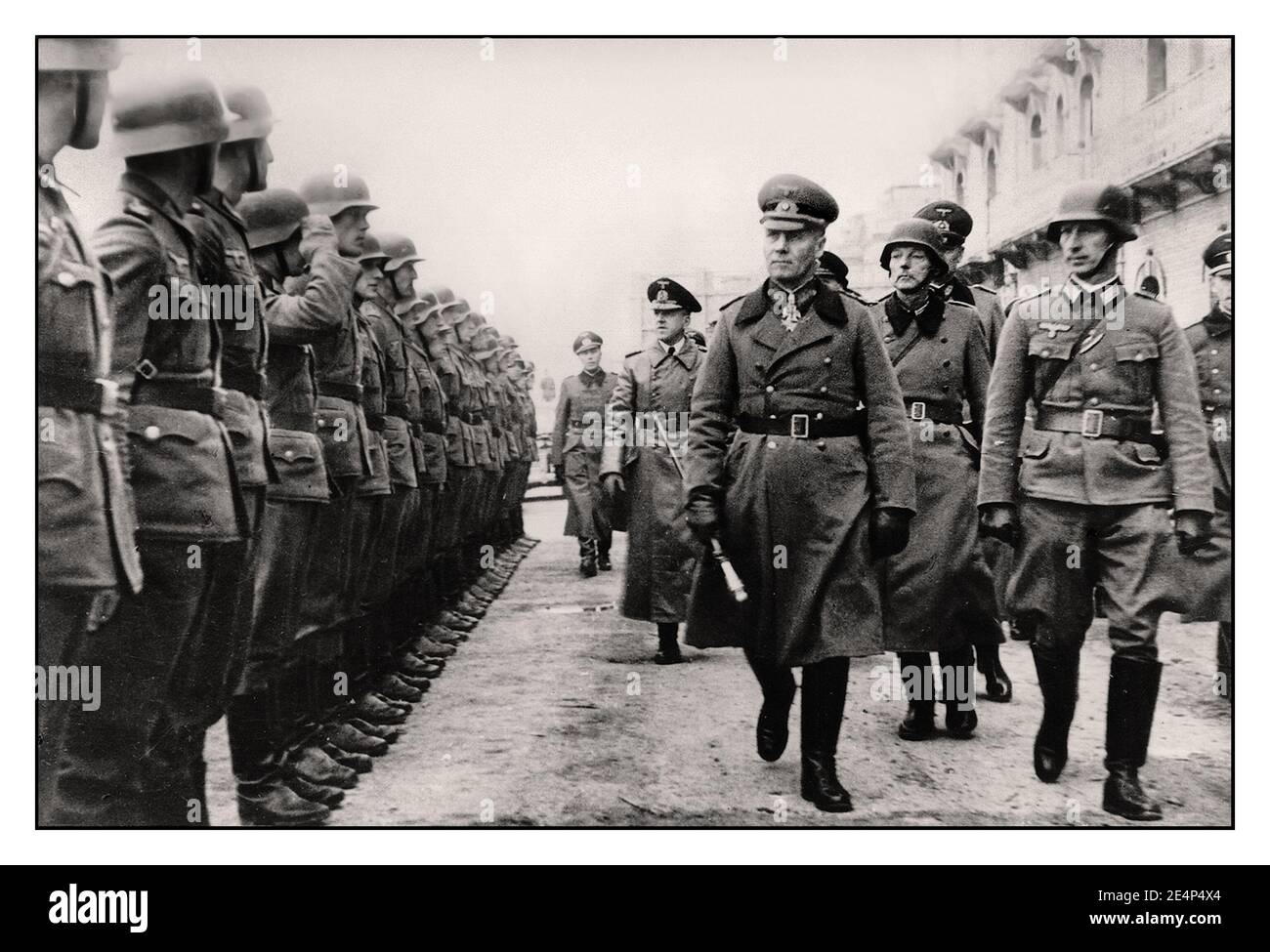 ROMMEL 1944 Field Marshall Erwin Rommel inspects Wehrmacht Army troops and Western Coastal ...