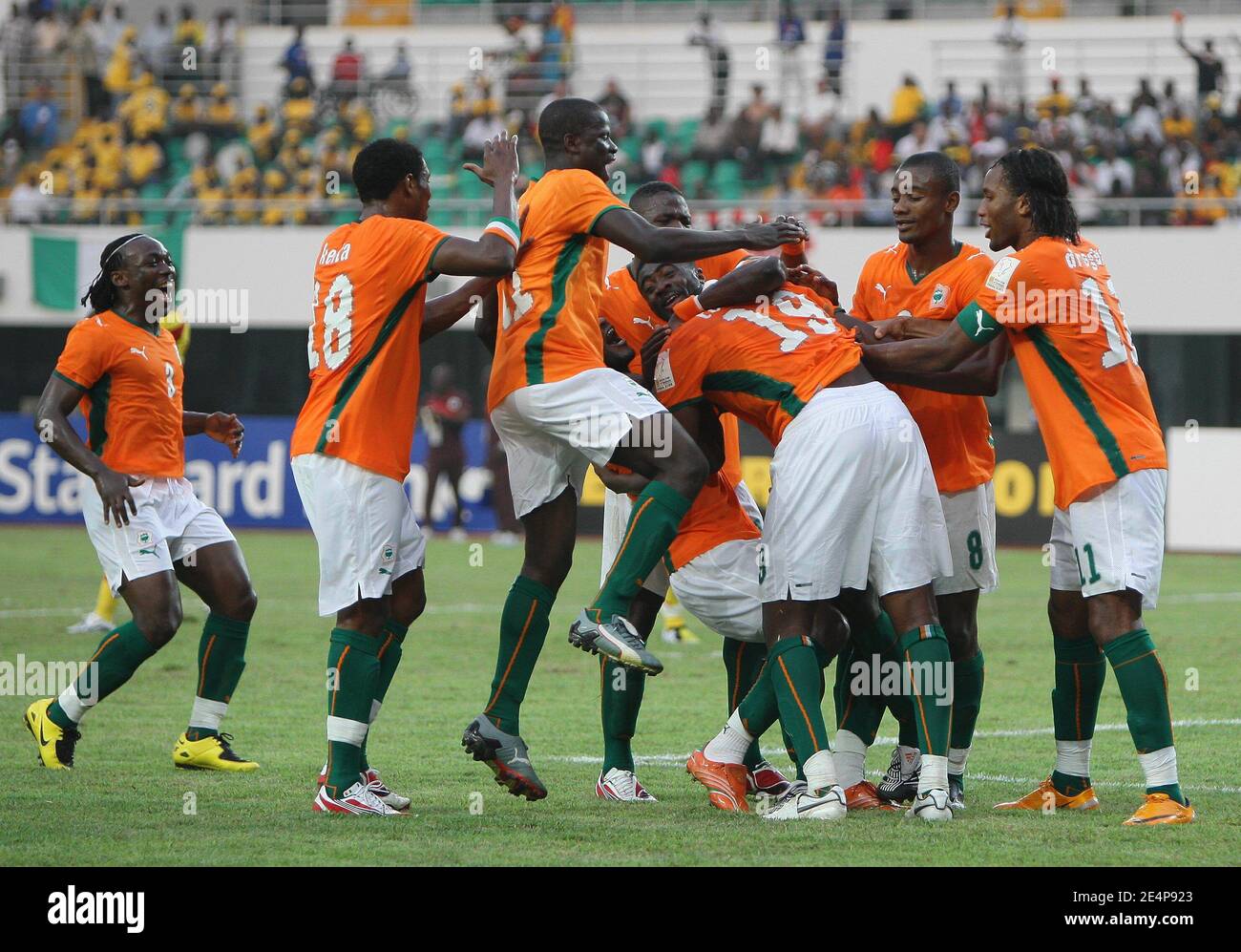 Ivory Coast's players celebrate after their victory during the African ...