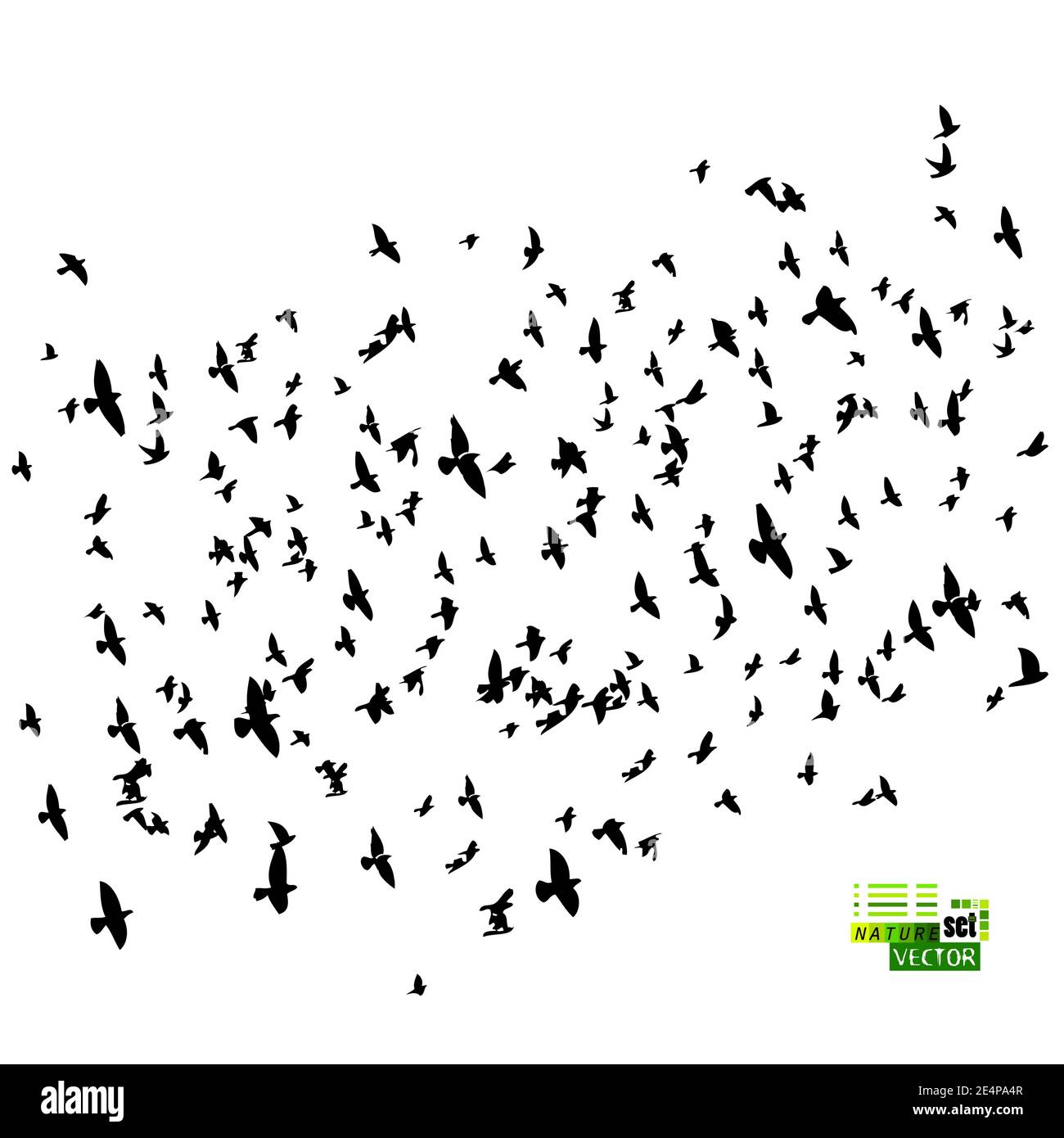 A large flock of flying birds. Vector illustration Stock Vector Image ...