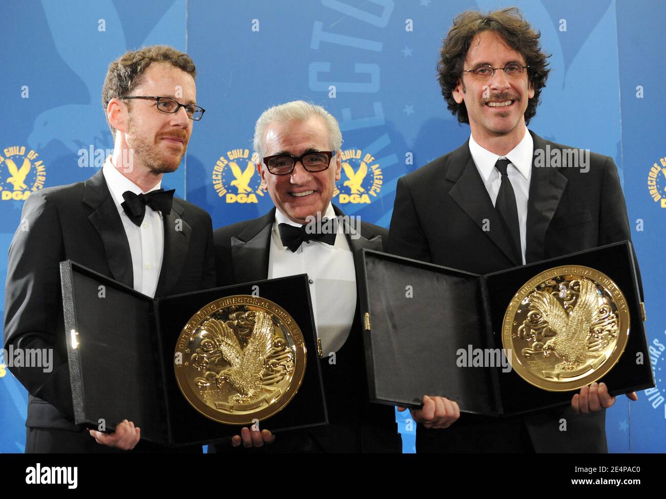 Winners Joel Coen and Ethan Coen with Martin Scorsese attend the 60th ...