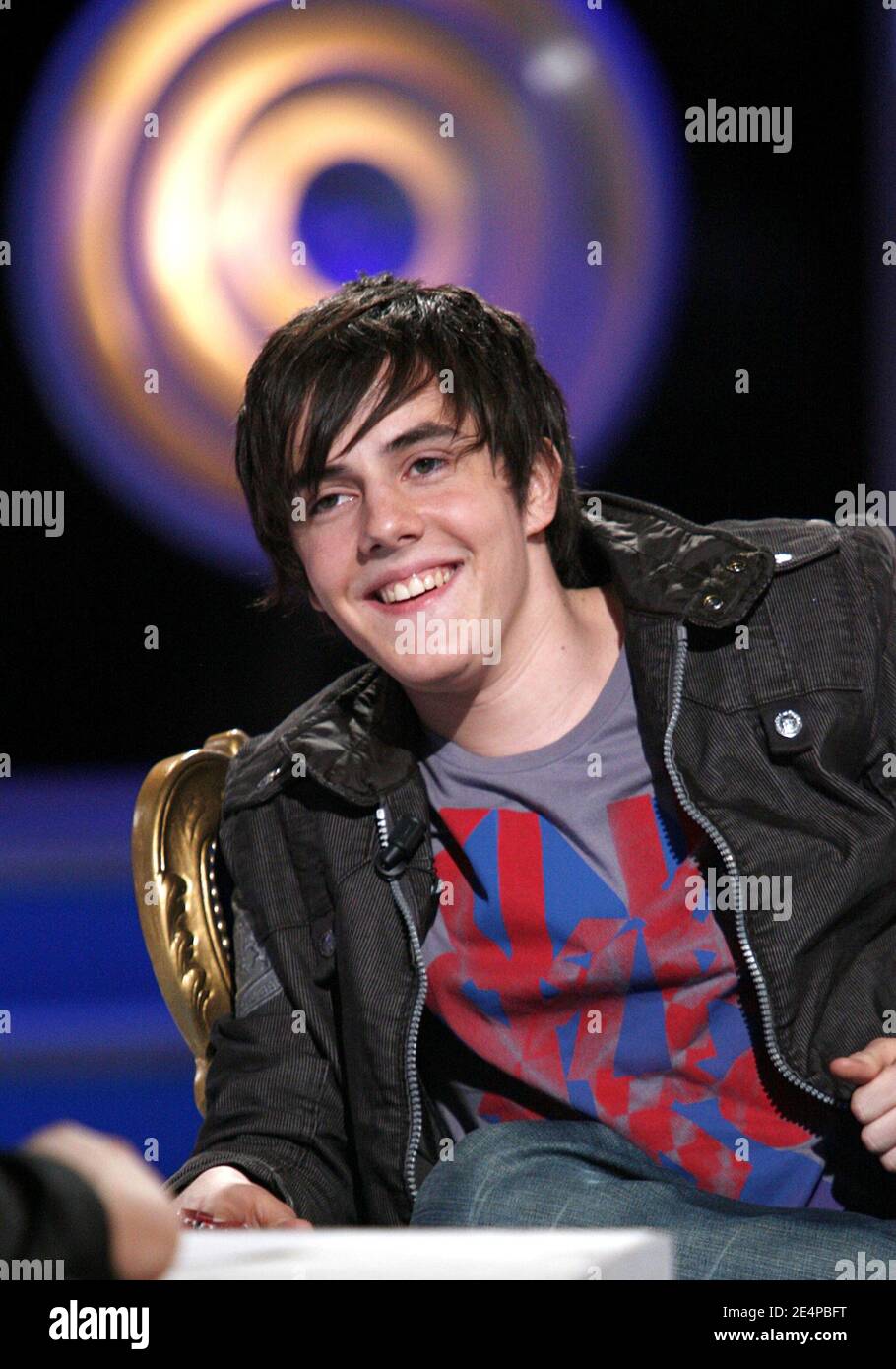 Star Academy contestant Jeremie attends the taping of a TV show in La ...