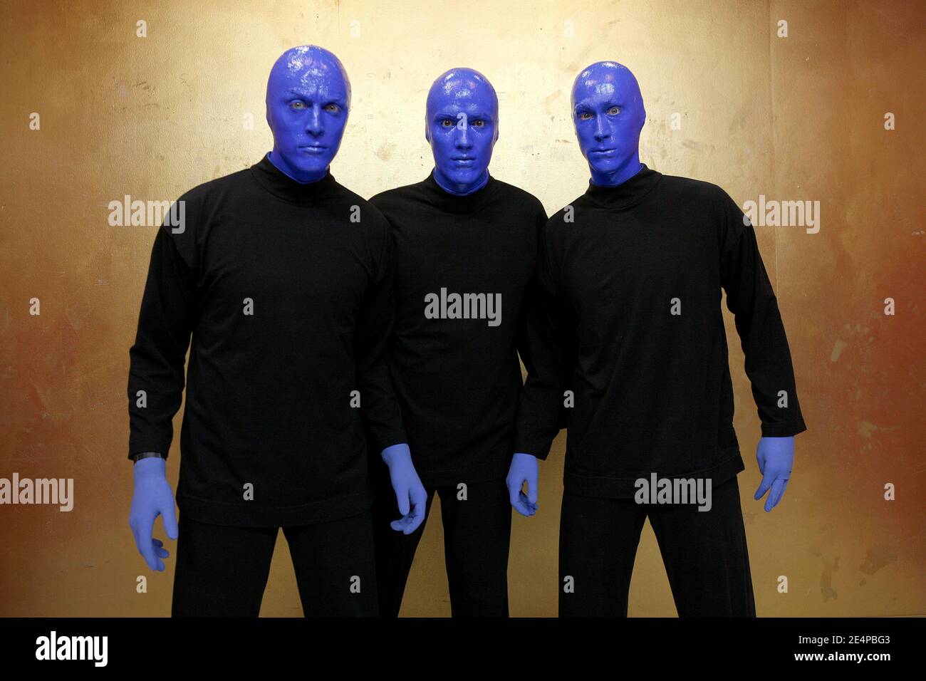 The band 'Blue Man Group' aka BMG, attends the taping of a TV show in ...