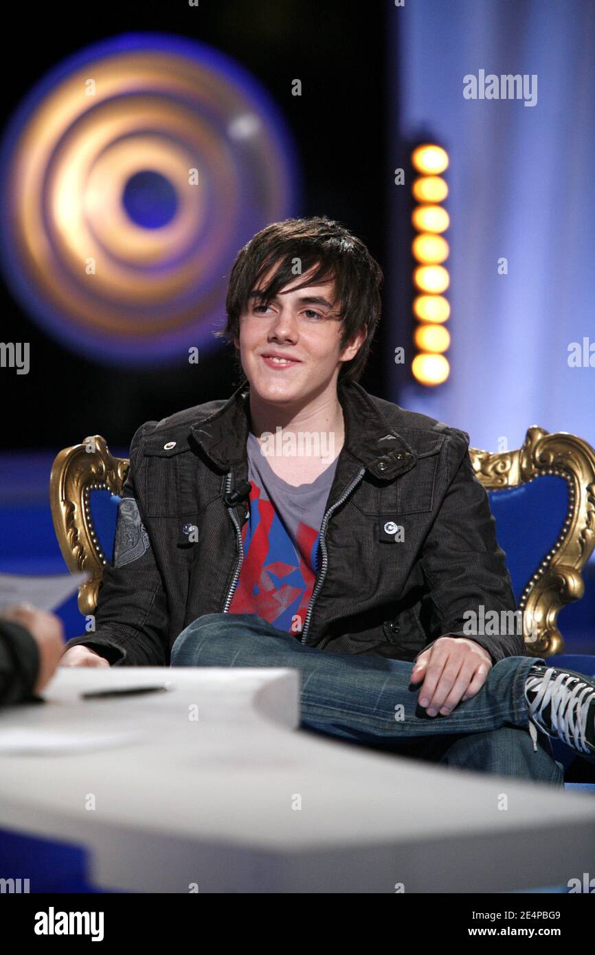 Star Academy contestant Jeremie attends the taping of a TV show in La ...