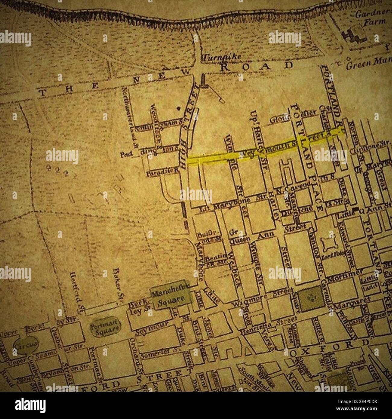 Marylebone Map Clipping from Neuester Grundriss von London Westminster ...
