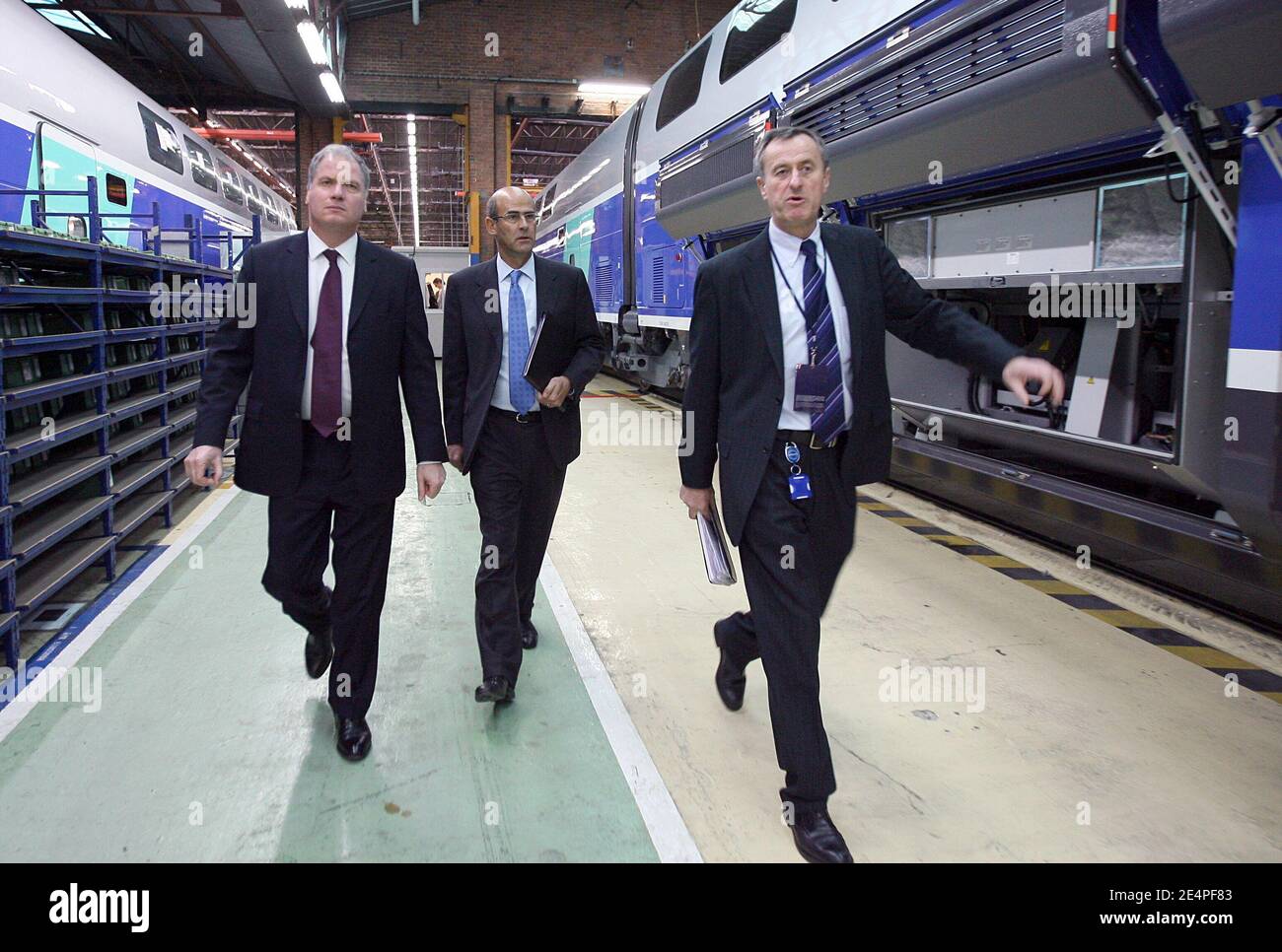 Alstom president Philippe Mellier, Alstom CEO Patrick Kron and Alstom ...