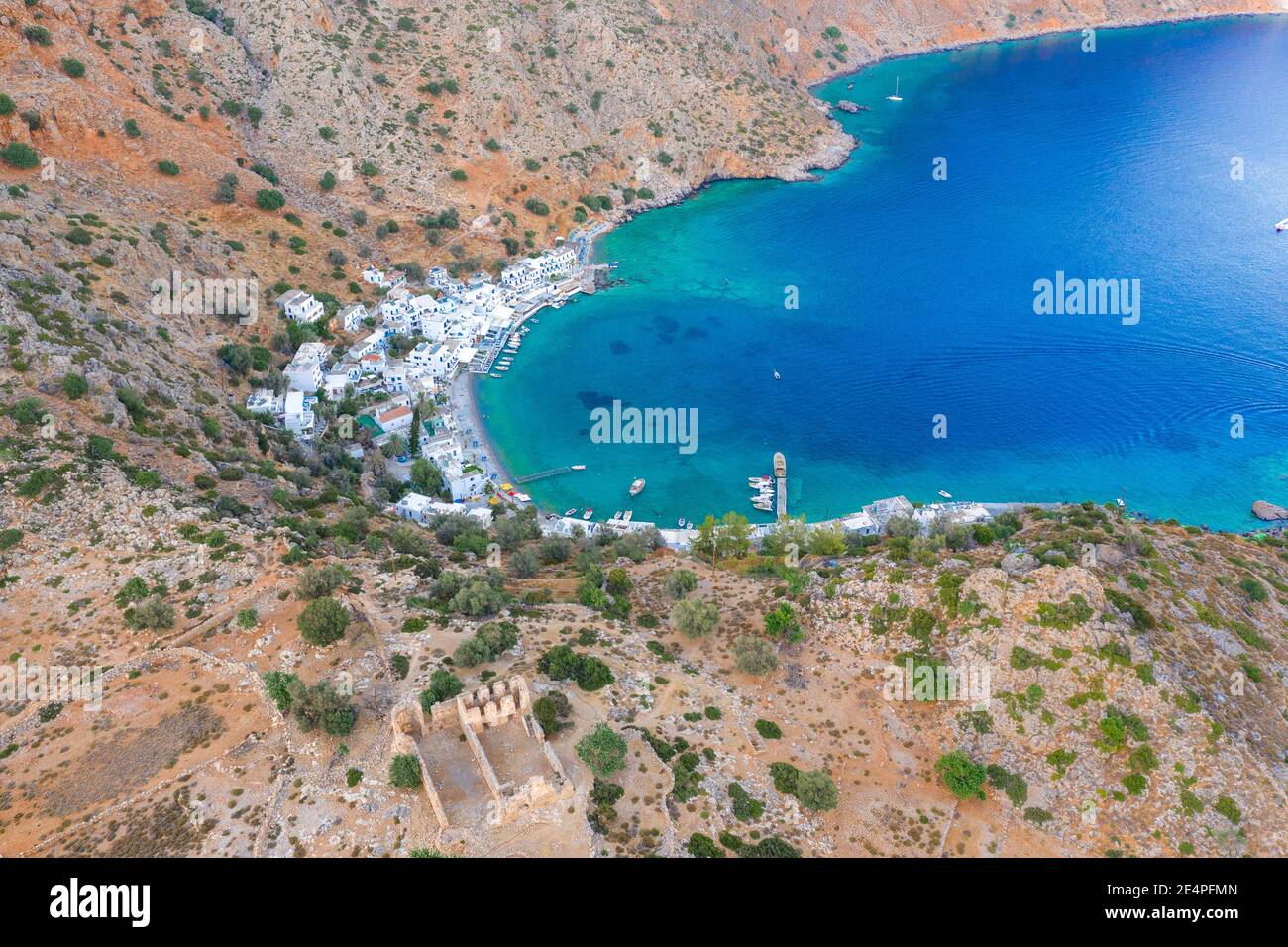 Greek village of Loutro, Chania, Crete, Greece Stock Photo - Alamy