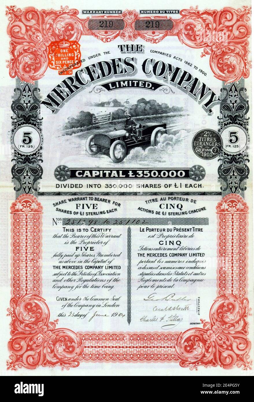 Mercedes Comp. 1904 Stock Photo - Alamy