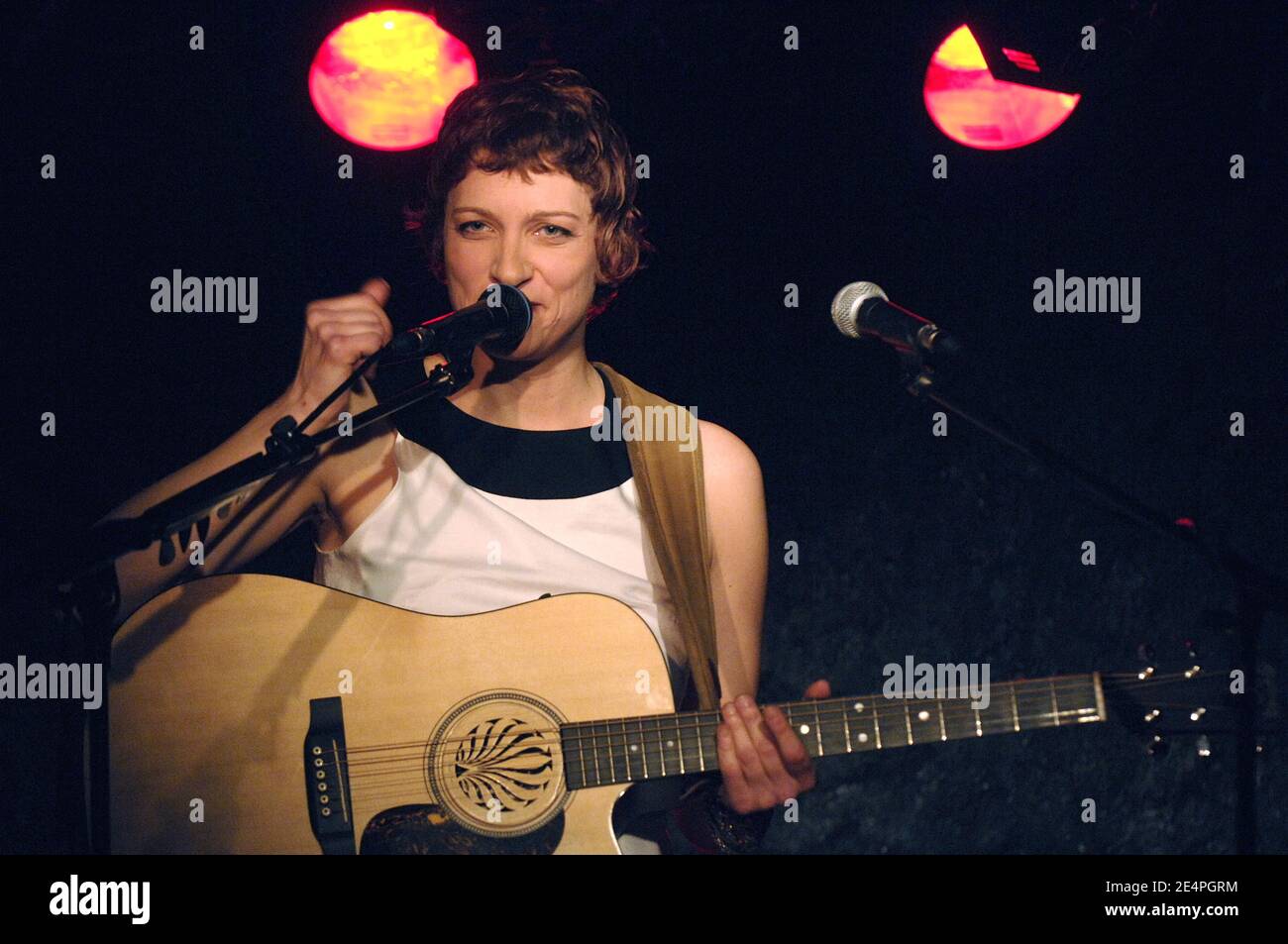 French singer Sofai performs live at the Sentier Des Halles in Paris ...