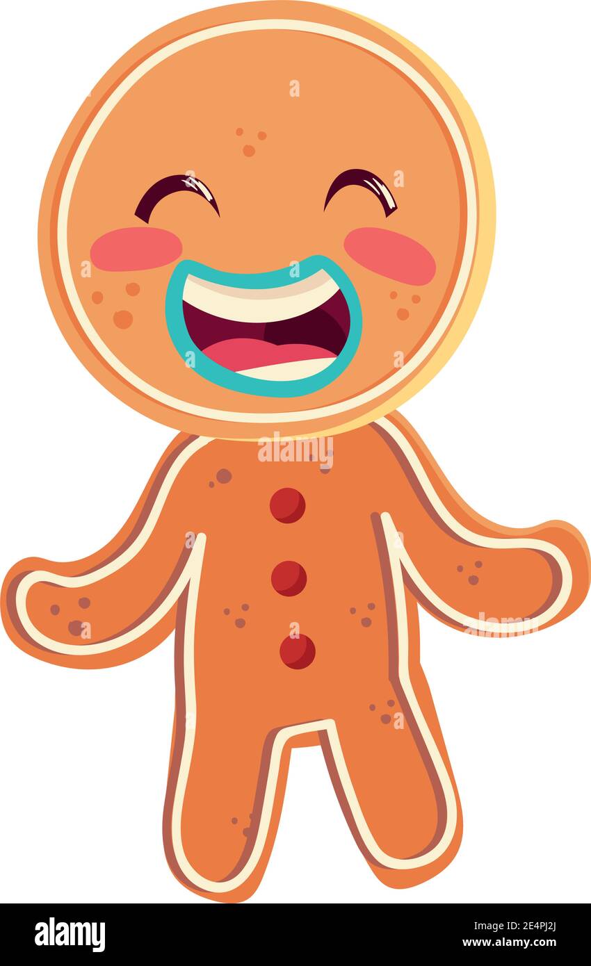 gingerbread man dessert cartoon, icon isolated image vector ...