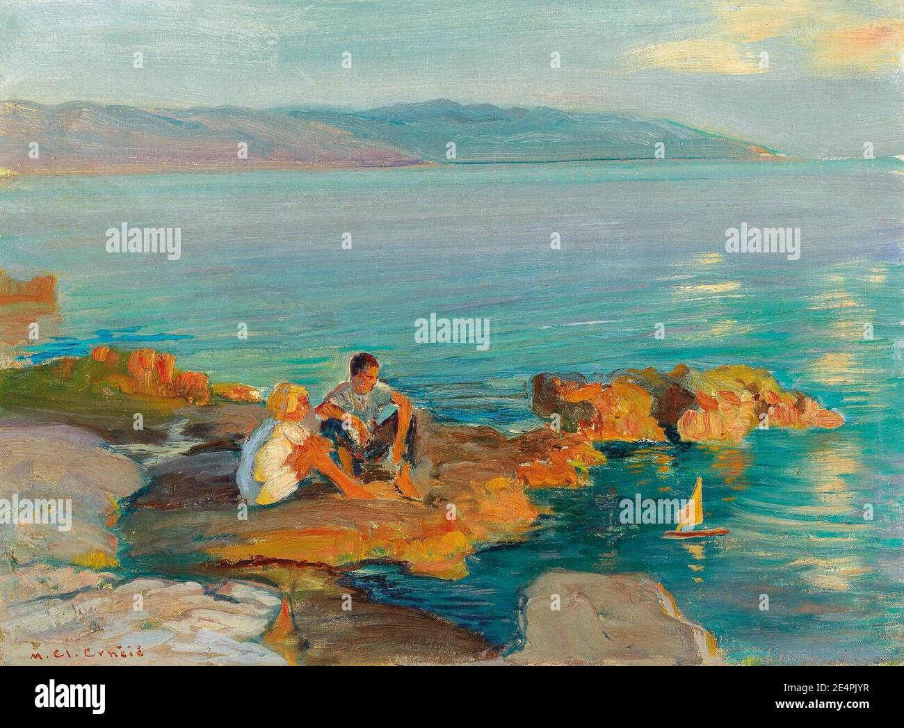 Menci Clement Crn i - Children on the beach Stock Photo - Alamy