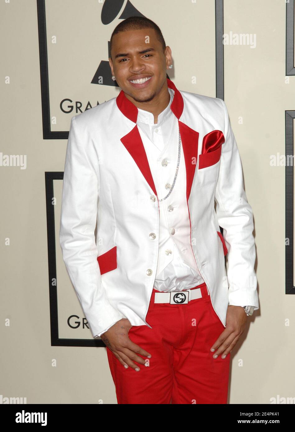 Chris Brown attends the 50th Annual Grammy Awards, held at the Staples ...