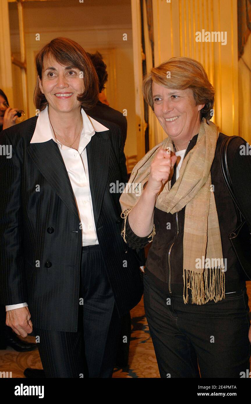 Christine Albanel (L) poses with TV anchor Arlette Chabot, during the ...