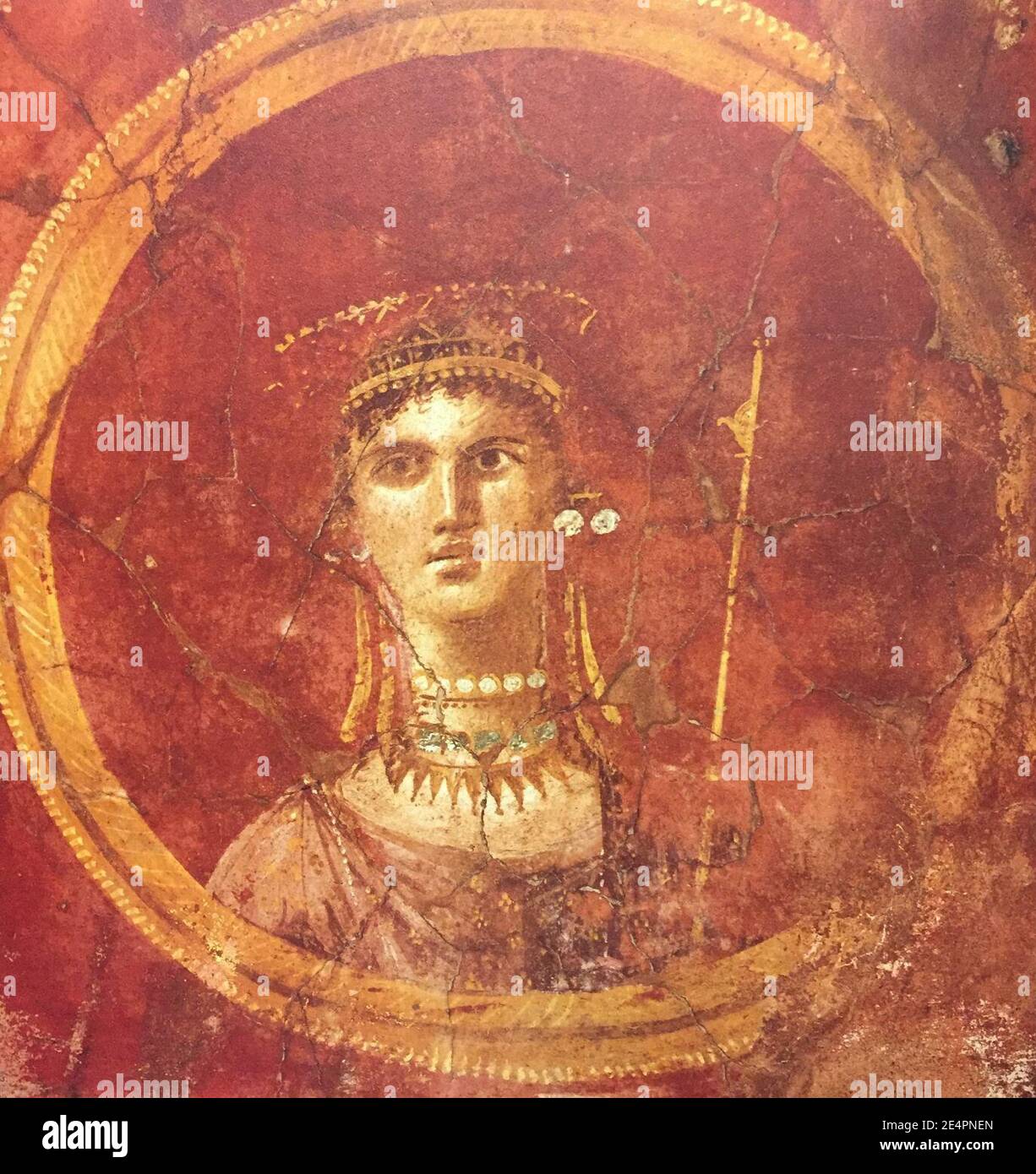 Medallion painting of Venus Aphrodite with a golden diadem and scepter ...