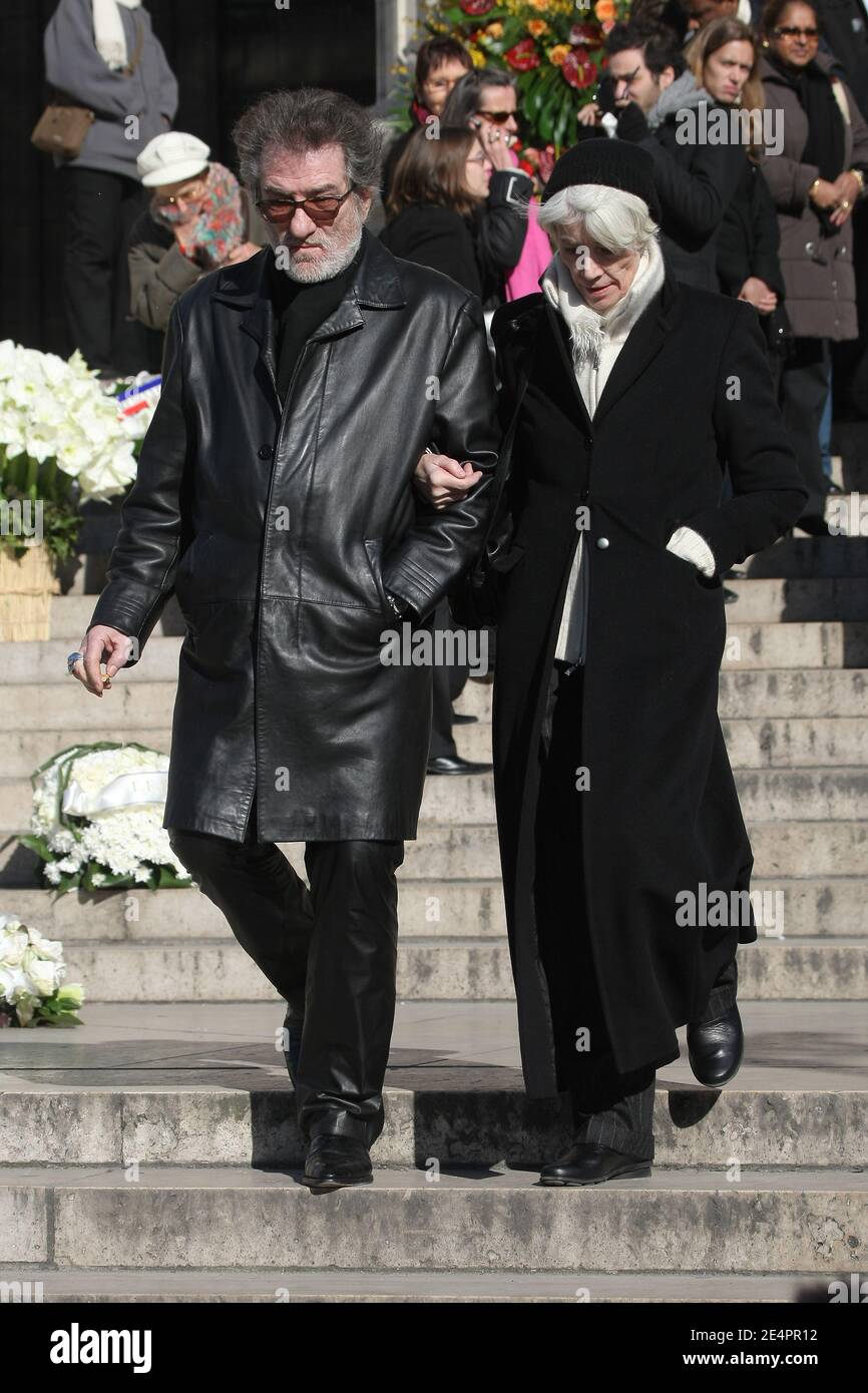 Eddy Mitchell and Francoise Hardy leaving the funeral mass of French ...
