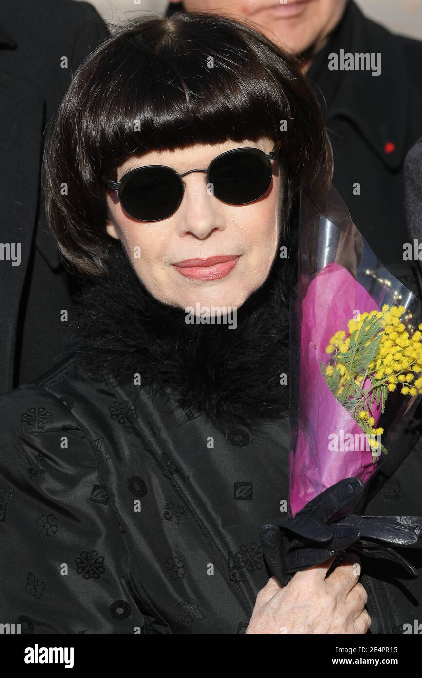 Mireille Mathieu leaving the funeral mass of French singer Henri ...