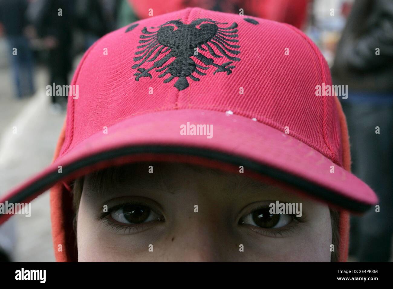 Children wears a cap with the flag, the day before the declaration of ...