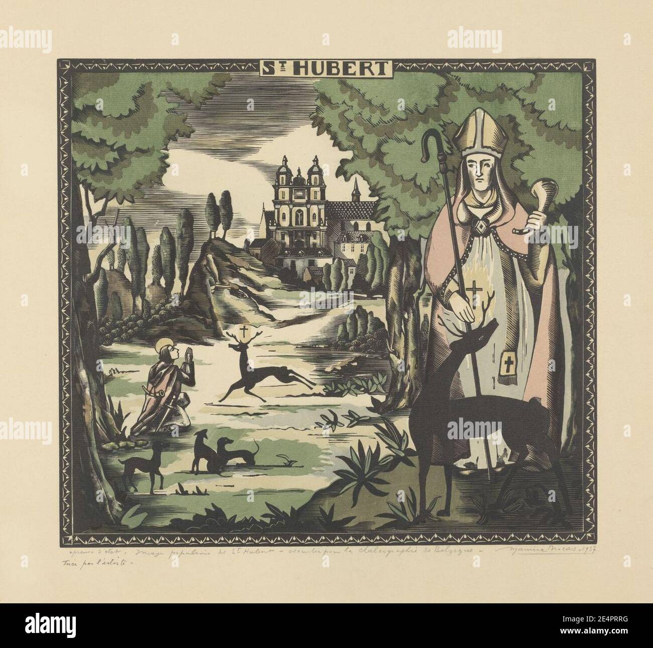 Maurice Brocas - Image populaire de Saint-Hubert. - Graphic work Stock ...