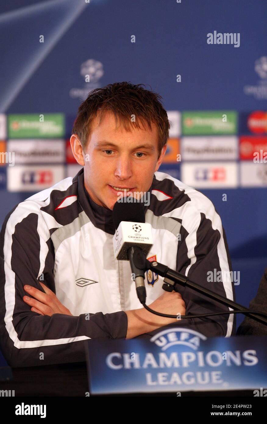 Olympique Lyonnais' Kim Kallstrom during a press conference before the ...