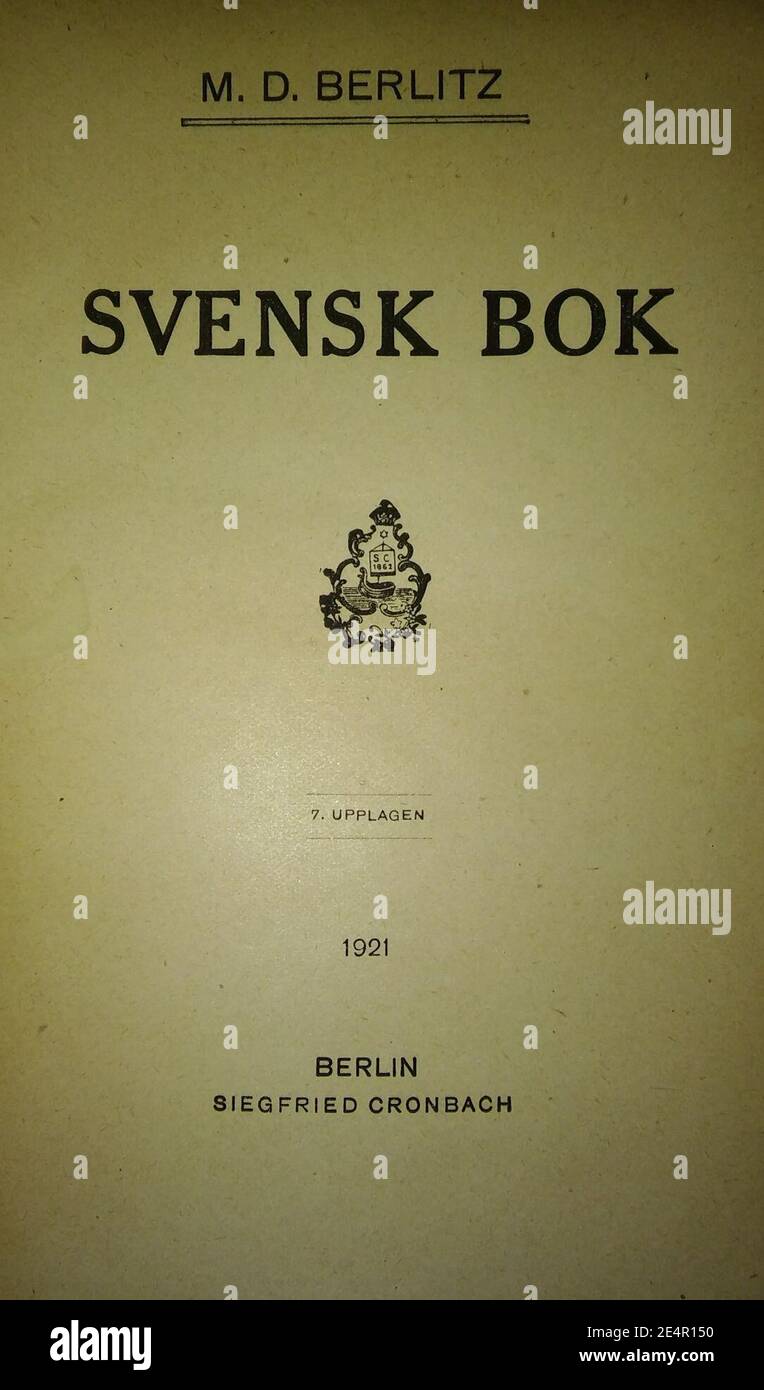 Maximilian Berlitz Svensk Bok2 Stock Photo - Alamy