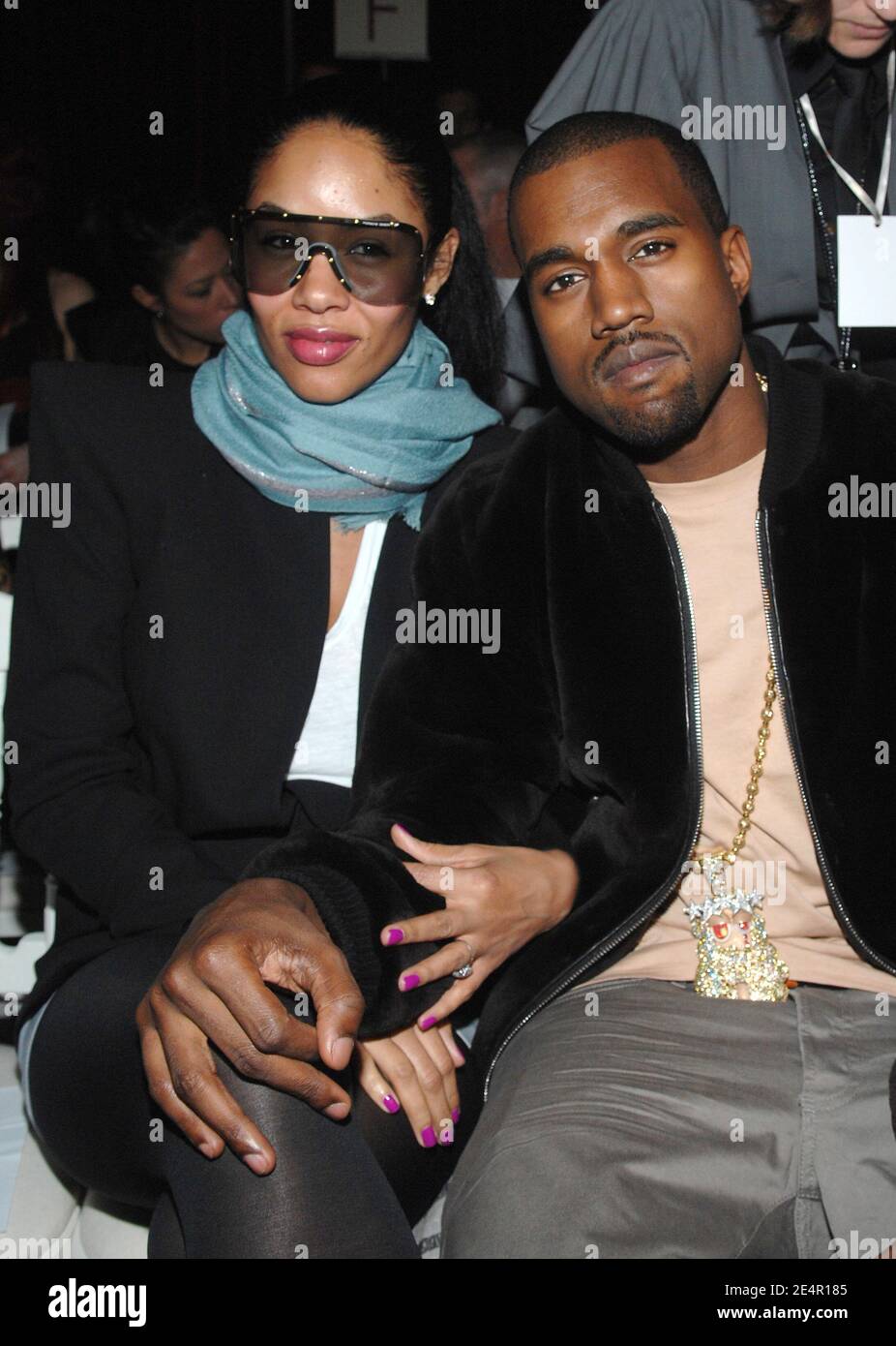 American singer Kanye West and his girlfriend Alexis Phifer attend the ...