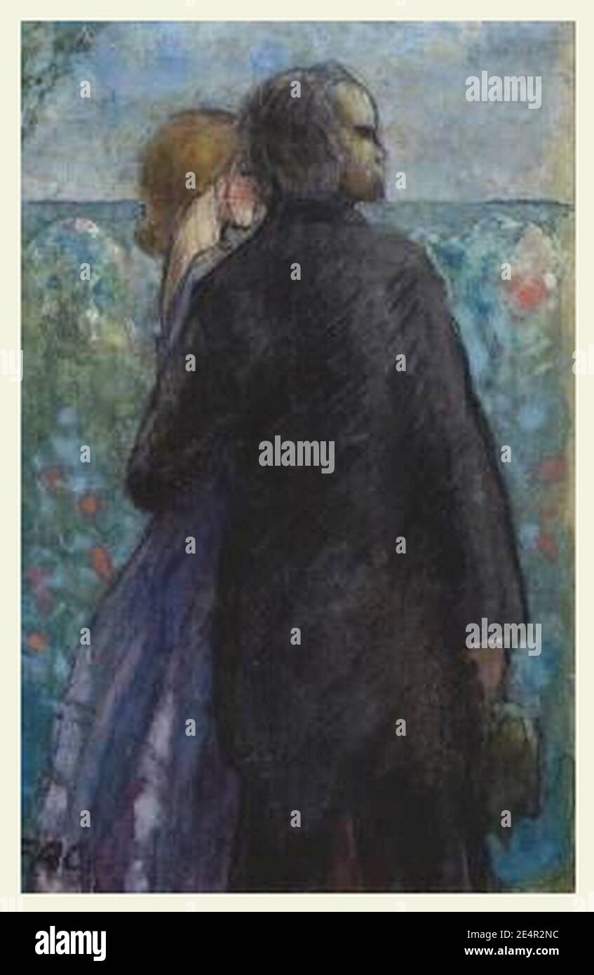 Mathilde Mauté et Paul Verlaine par Frédéric-Auguste Cazals - aquarelle ...