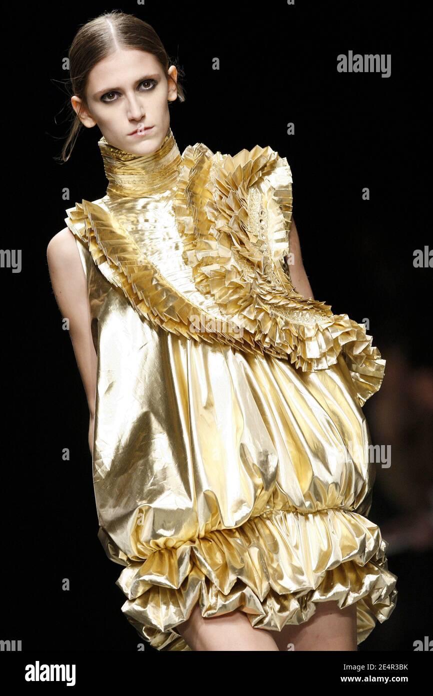 A model displays a creation by Italian designer Riccardo Tisci for the ...