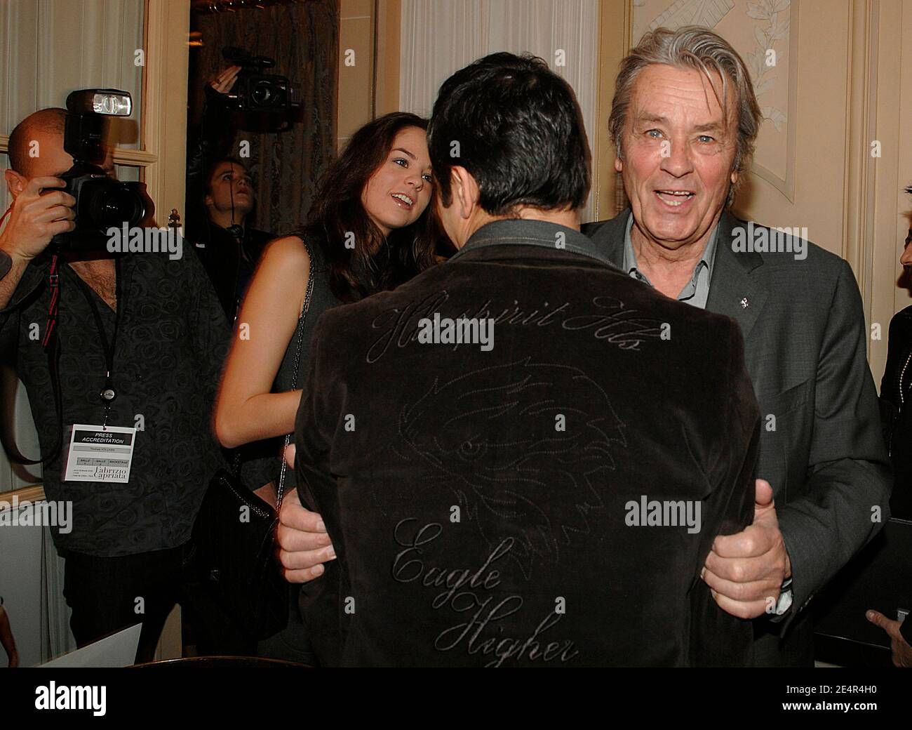 Designer Fabrizio Capriata with Alain Delon and Anouchka for his Fall ...