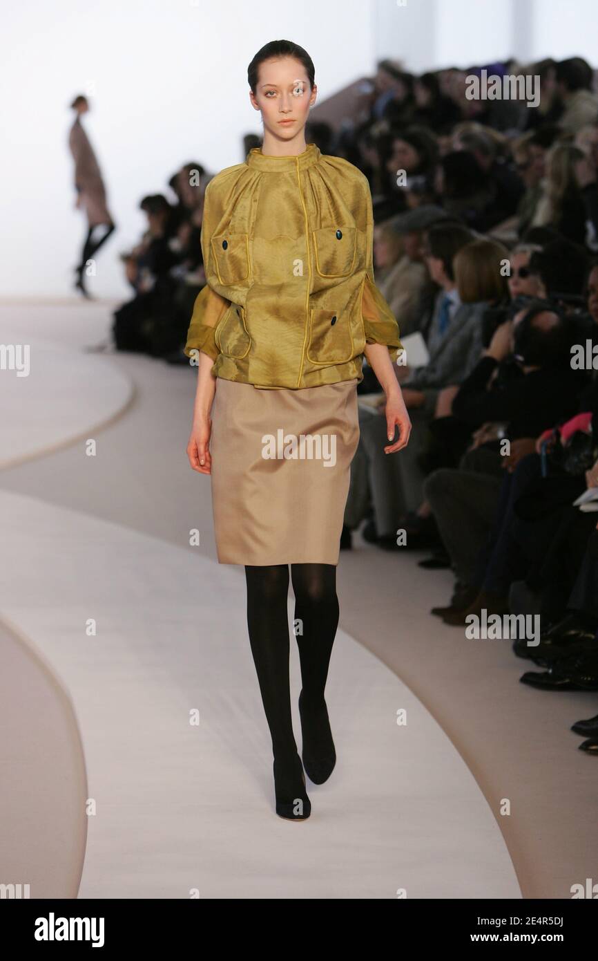 A model displays a creation by Italian designer Alessandra Facchinetti ...