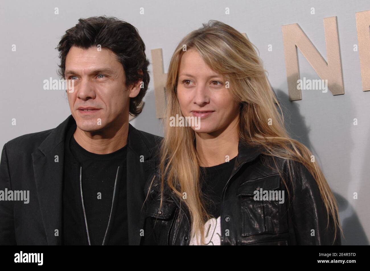 Marc Lavoine and his wife Sarah Poniatowski attend the Chanel Fall ...