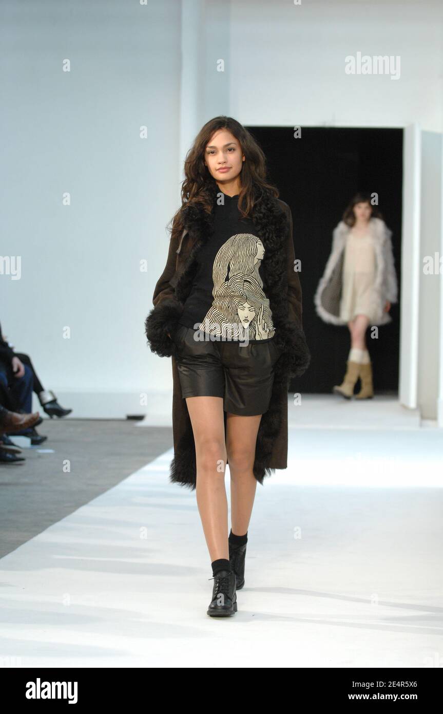 A model displays a creation by French designer Agnes B during Ready-to ...