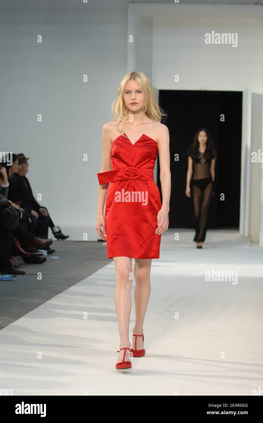 A model displays a creation by French designer Agnes B during Ready-to ...