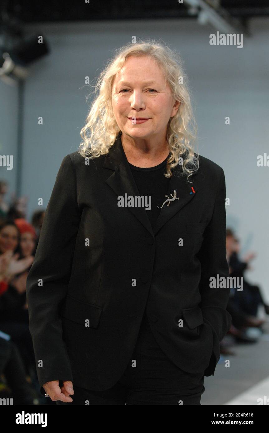 French designer Agnes B appears on the catwalk during her Ready-to-Wear ...