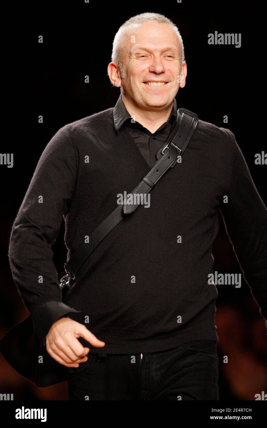 French designer Jean-Paul Gaultier at the end of his collection for ...