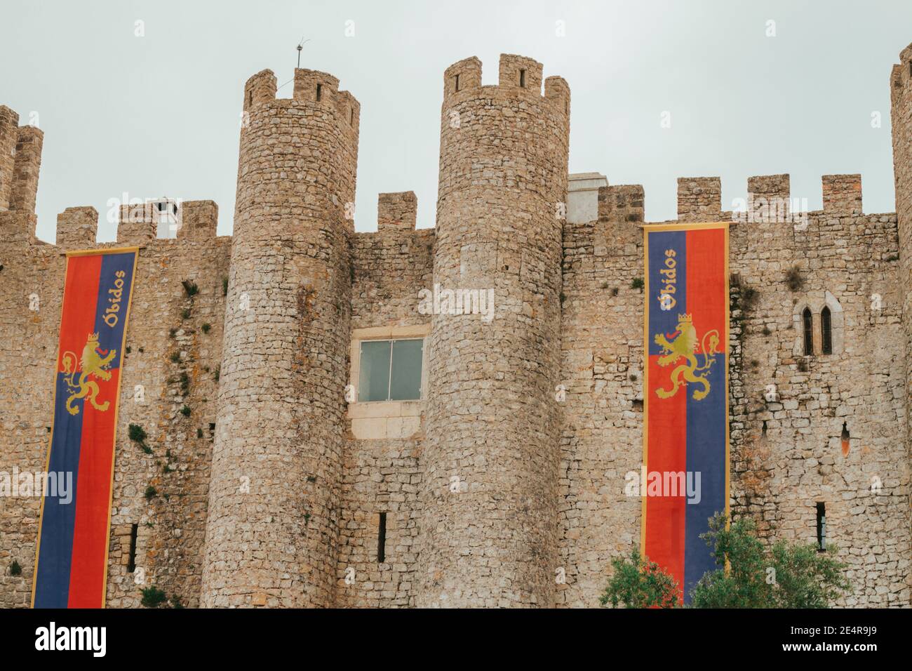 OBIDOS, PORTUGAL - 08-09-2020 : Old Castle and colorful narrow streets ...