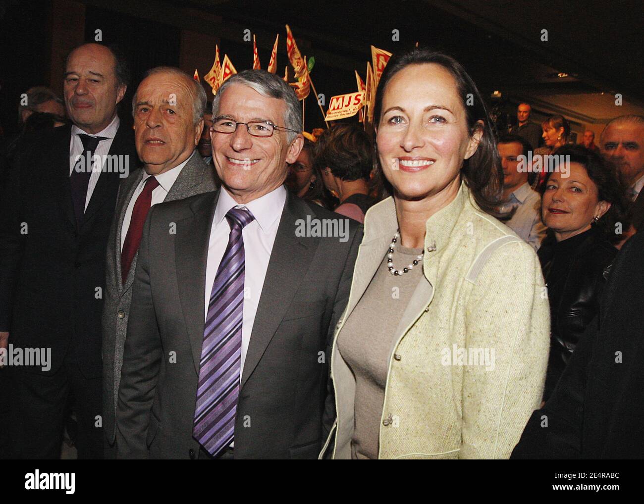 Pierre Cohen and Segolene Royal during a campaign rally for socialist ...