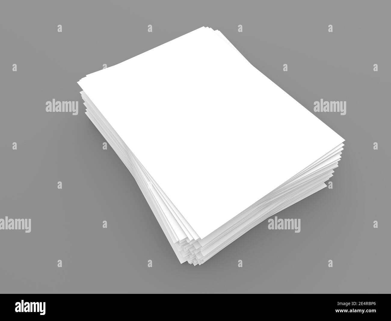 Stack of blank A4 white paper template sheets on gray background. 3d ...