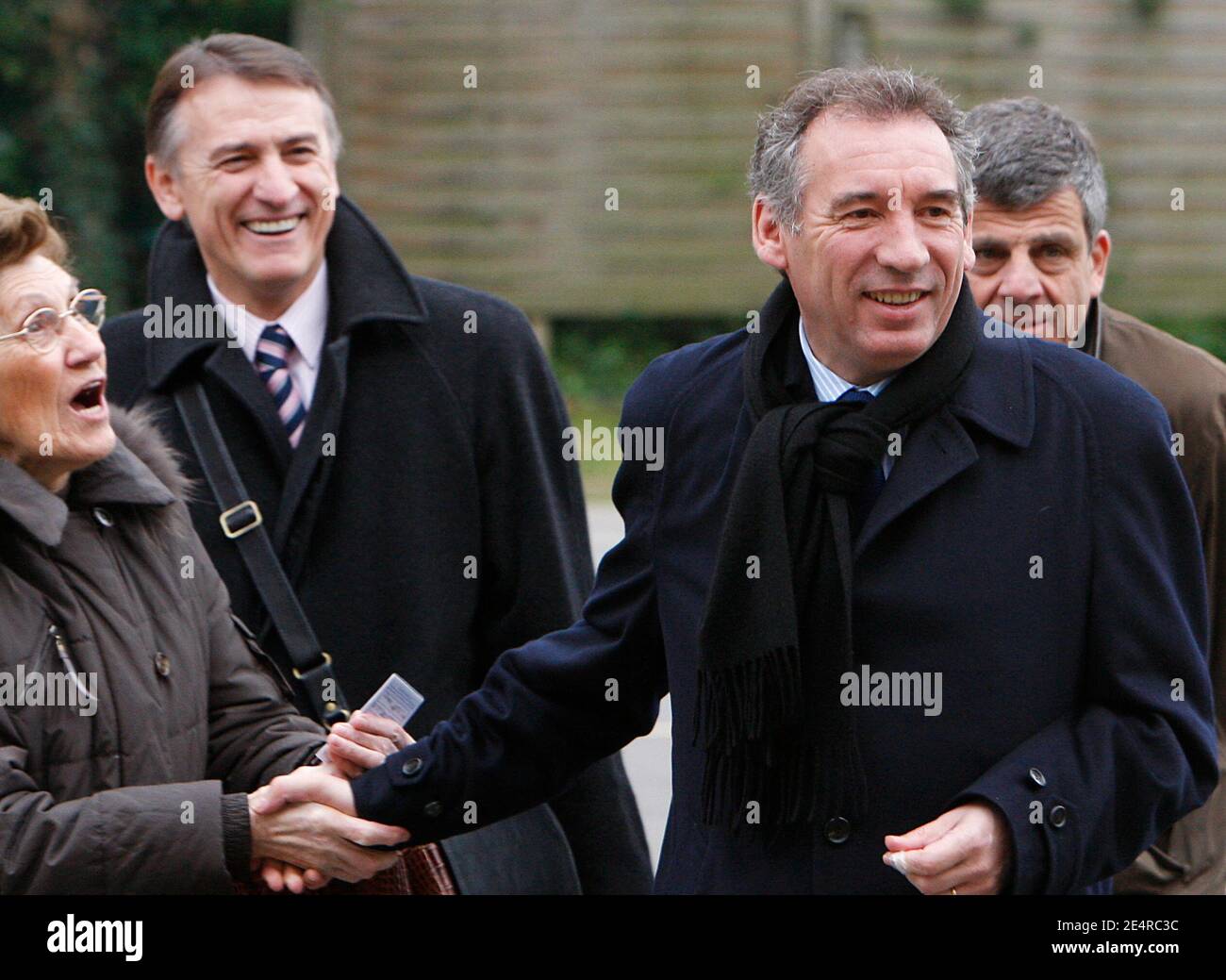 French leader of Modem Francois Bayrou strolling in Pau on the day of ...