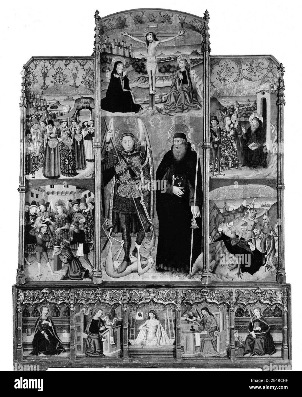 Martín de Soria - Altarpiece of Saints Michael and Anthony Abbot Stock ...