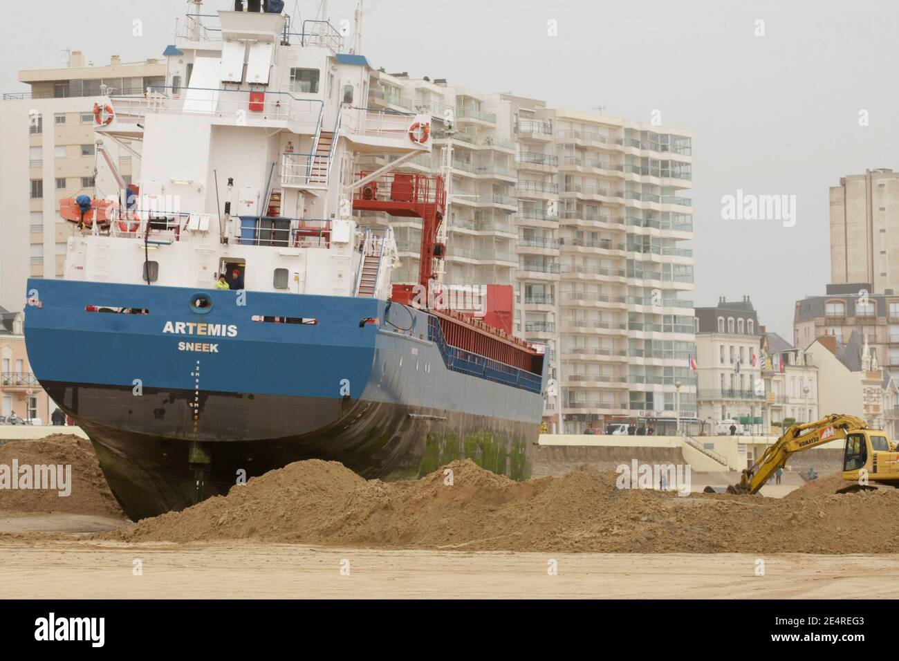 The grounded Dutch cargo ship 'Artemis' seen in Les Sables d'Olonne, on ...