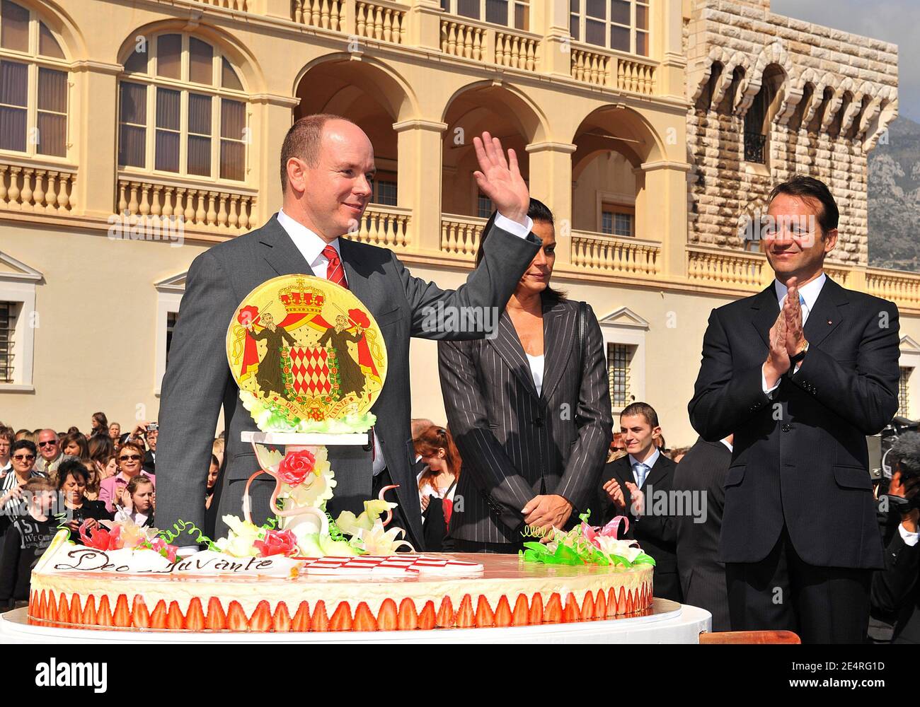Prince Albert II of Monaco, Princess Stephanie and city mayor Georges ...