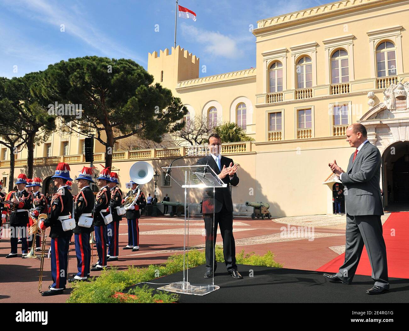 City Mayor Georges Marsan applauses after his welcome speech to Prince ...