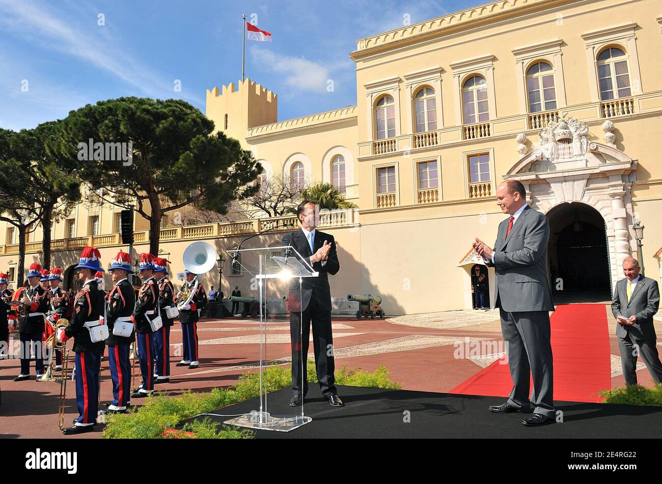 City Mayor Georges Marsan applauses after his welcome speech to Prince ...