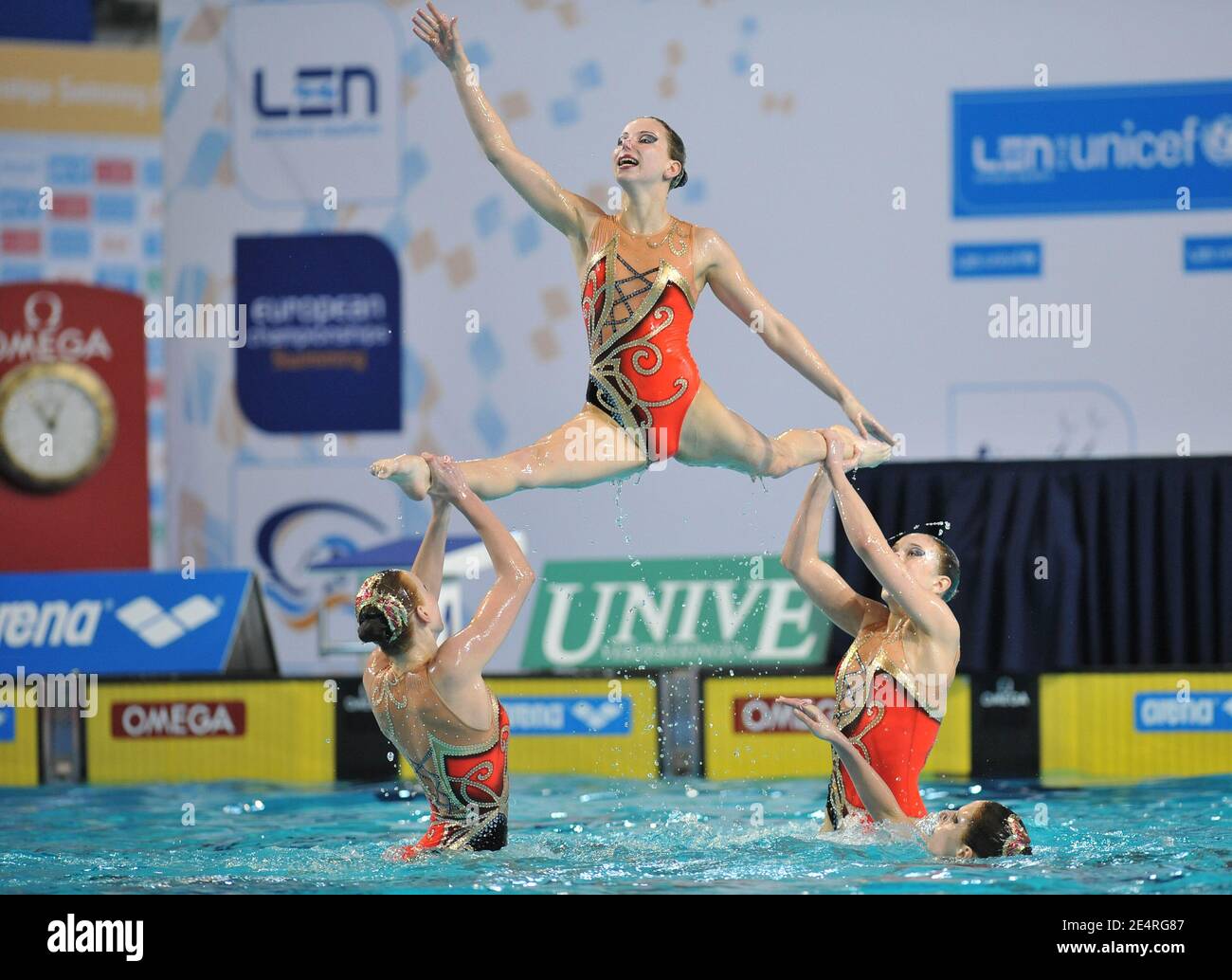 Team of Belarus competes on team free routine preliminary synchonised ...