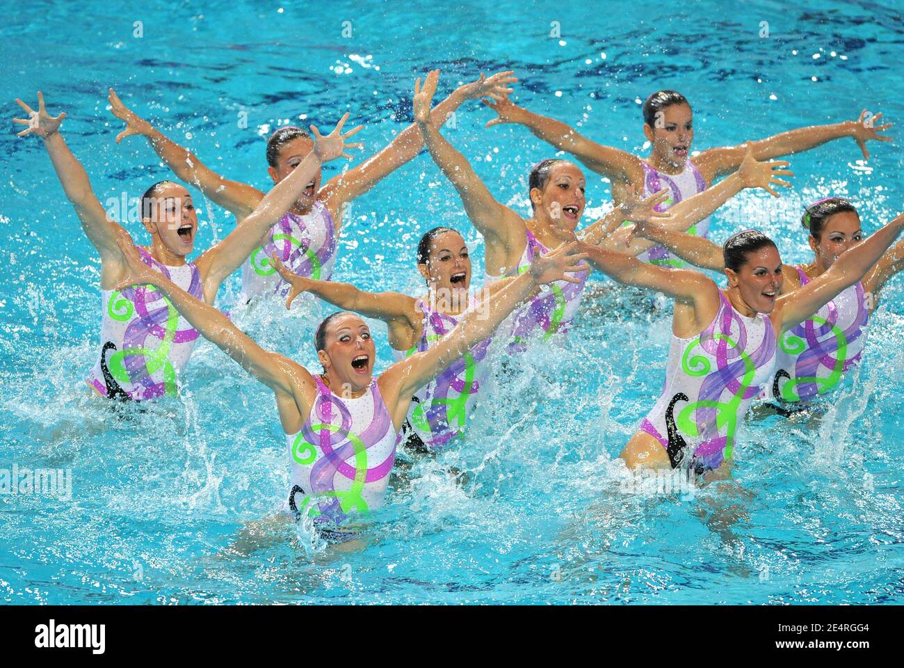 Italy's team competes on team technical routine synchonised swimming ...