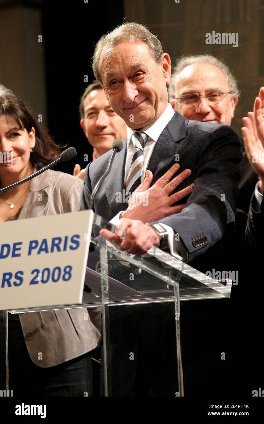 Re-elected Paris mayor Bertrand Delanoe delivers a speech after the ...