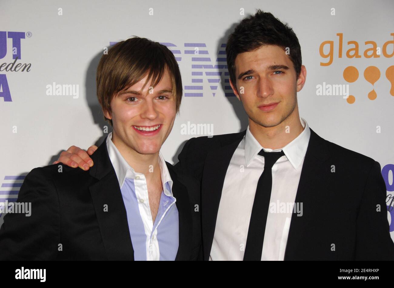 Actors Van Hansis (L) and Jake Silbermann attend the 19th Annual GLAAD ...