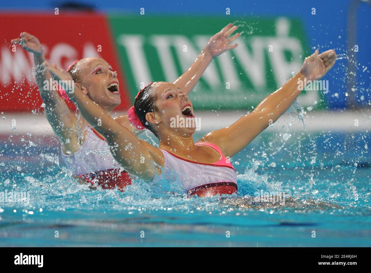 Belarus' Nastasiya Parfenoiva and Katsiaryna Kulpo compete on duet ...