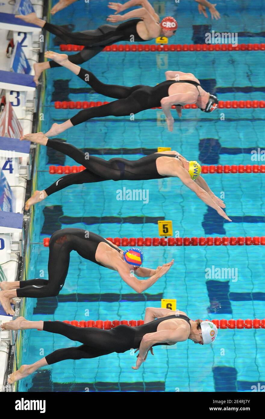 Start of swimmers on men's 50 meters butterfly semi-final during the ...