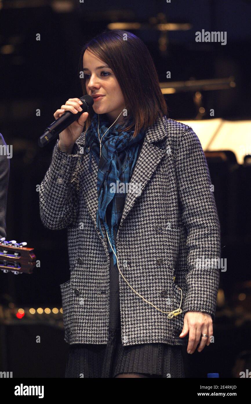 Alizee performing on stage during the rehersals of the Fight Aids Gala ...