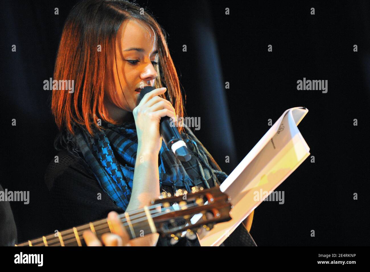 Alizee performing on stage during the rehersals of the Fight Aids Gala ...